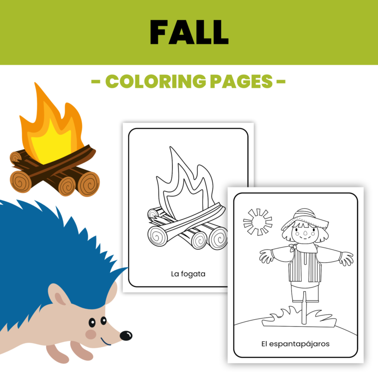 Dive into Spanish with Fall Coloring Pages for Kids - Little Spanish