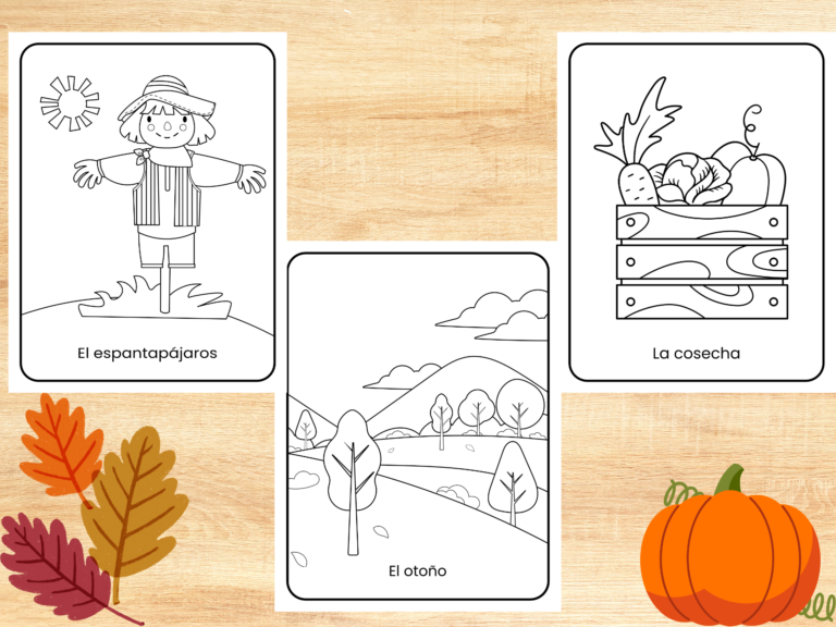 Dive into Spanish with Fall Coloring Pages for Kids - Little Spanish