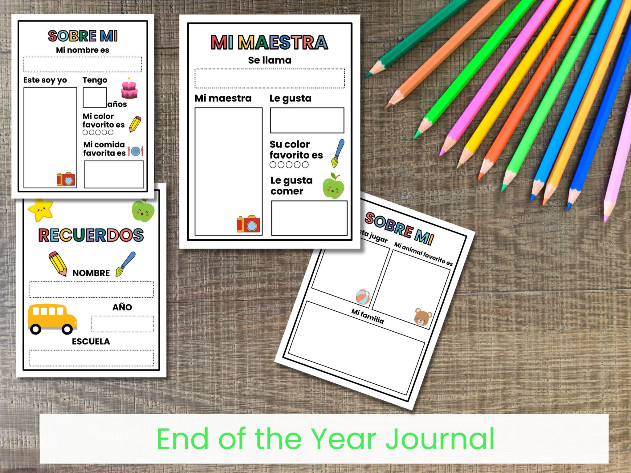 End of the year journal in spanish - Little Spanish