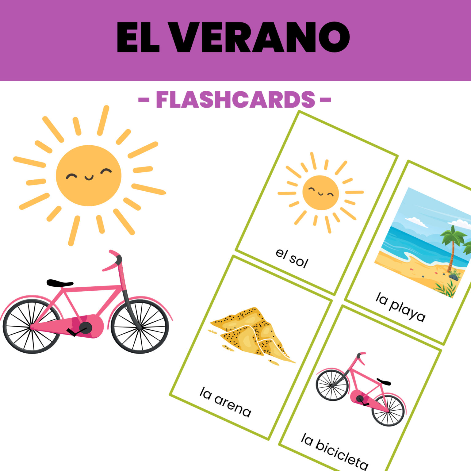 Summer Flashcards in Spanish - Little Spanish